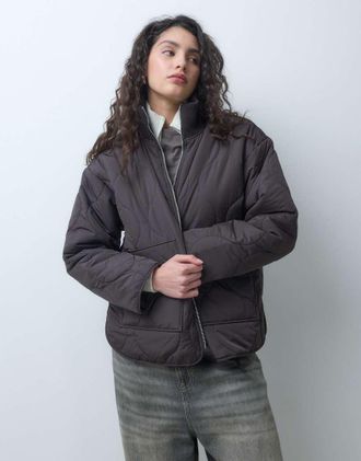 Jack & Jones Serena Steppjacke mit hohem Kragen in Braun