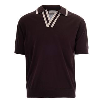 Paolo Pecora Homme, Tops, Brun, Taille: L T-shirt col en V