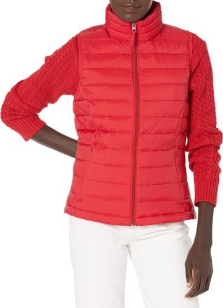 Amazon Essentials Damen Leichte, Wasserbeständige Pufferweste, Verstaubar, Rot, XXL