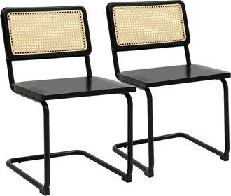 Oviala 2 St&uuml;hle aus Metall und Holz, Schwarz