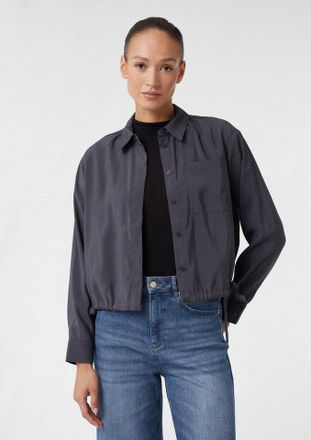 Comma Langarmbluse Bluse Verk&uuml;rzte Bluse mit Bindedetails am Saum