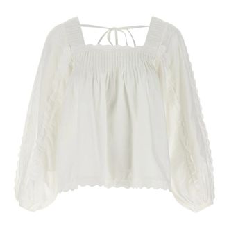 Farm Rio Baumwollbluse mit eckigem Ausschnitt - - Blouses & Shirts - Damen - Wei&szlig; - XS