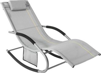 SoBuy Sobuy - Chaise Longue Transat Pliable Jardin Aluminium - Bain de Soleil Ergonomique &agrave; Bascule Relax - Fauteuil Ext&eacute;rieur Confortable Plage pour