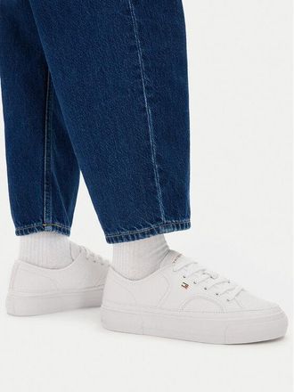 Tommy Hilfiger Sneakers Platform Vulc Piping Ltr FW0FW09393 Wei&szlig;