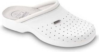 Saniflex 2961-10 Sabots Mules Chaussons Chaussures en Cuir, Homme, Blanc, EU 41