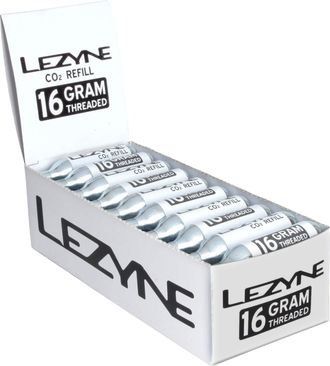 Lezyne Pumpen/Stand- und Fusspumpen Display Box mit CO2 Ersatz- Kartuschen, Silber, Display-weiß 16g, 30Stk., 1-C2-CRTDG-V116, weiß, 16g, 30Stk., 1-C2-CRTDG-
