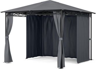 Blumfeldt Blumfeldt Mondo Pavillon de jardin avec auvent 295x262x295 cm Pergola Jardin Extérieur acier polyester Pergola gris