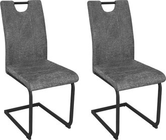 Byliving Esszimmerstuhl 2er Set Banff/Webstoff anthrazit/Gestell Metall schwarz matt/mit Griff/Schwinger/B 42, H 98, T 58 cm