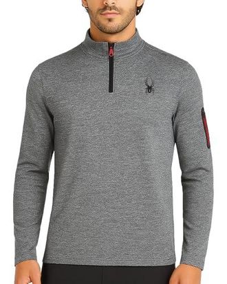Spyder Chemise de sport pour homme - Chandail à manches longues avec fermeture éclair quart de cercle - T-shirt dentraînement léger et ajusté pour homme (S-X