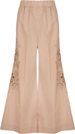 Emma & Gaia Femme, Pantalons, Beige, Taille: 36 FR Pantalon large en popeline