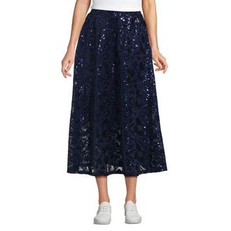 Lands End Midi-Spitzenrock, Damen, Größe:48-50 regular, Blau, Polyester, by Lands End