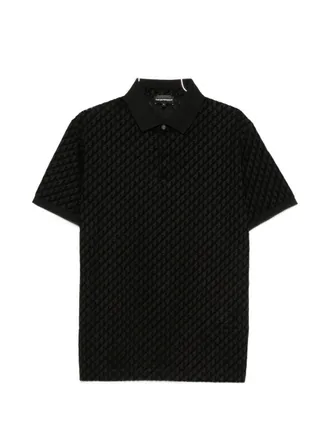 Emporio Armani Monogram Jacquard Polo - Black