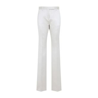 Tom Ford Washed Cotton Silk Blend Duchesse Tailored Straight Pants - - Trousers - Damen - Beige - 2XS