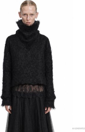 Marc Le Bihan Fluffy Mohair Cropped Turtleneck