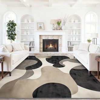 Generic Tapis Motif Abstrait Minimaliste Formes Irr&eacute;guli&egrave;res - 120 x 180 cm Antid&eacute;rapant Doux dint&eacute;rieur Tapis &agrave; Poil Ras pour Salon Chambre Salle de Jeux - G