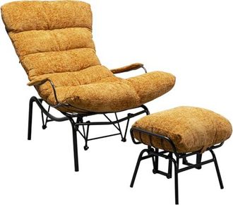 Kare Design Design Sessel Vienna Swing, Gelb, 40 cm Sitzh&ouml;he, Polstersessel, inklusive Fu&szlig;hocker, mit Kippfunktion, Wohnzimmer, 95x82x111 cm (H/B/T)