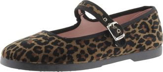 Victoria Mary Janes Gong Fu Samt Animal Print & Passende Paspel & Schnalle 1080117 für Damen Leopardo 38