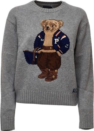 Polo Ralph Lauren Femme, Pulls, Gris, Taille: 40 FR Pull en laine et cachemire avec ours