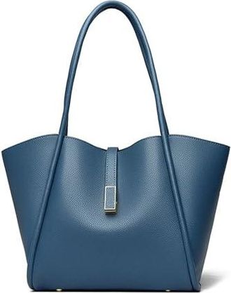 Generic Sac &agrave; bandouli&egrave;re en cuir souple pour femme, grande capacit&eacute;, sac &agrave; main d&eacute;contract&eacute;, bleu, Taille unique
