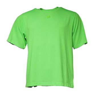 Dolce & Gabbana Gr&uuml;nes Logo Rundhals T-Shirt - - Tops - Herren - Gr&uuml;n - M