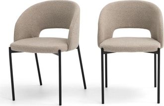 DRAWER Drawer - Lot de 2 chaises en tissu bouclette et métal - Beige chiné - Soren