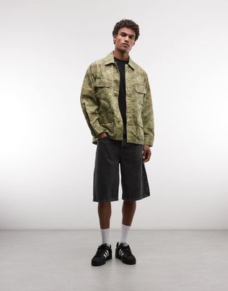 HUF Delta BDU - Jacke im Workwear-Stil mit Military-Muster in Gr&uuml;n