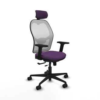 Piqueras y Crespo Ergonomischer Chorquera Stuhl mit 2D-Armen, h&ouml;henverstellbare Lendenwirbelst&uuml;tze und Kopfteil, h&ouml;henverstellbar und neigbar, Wei&szlig;/Violett