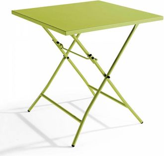 Oviala Oviala - Table de jardin pliante carr&eacute;e en acier vert - Palavas