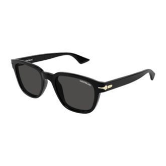 Montblanc Schwarz Graue Quadratische Sonnenbrille Nib Detail - - Accessories - Herren - Schwarzk - 51 MM