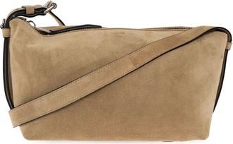 Moschino Sac bandouli&egrave;re en daim avec logo - Femme - Sacs - Beige - Taille: ONE Size