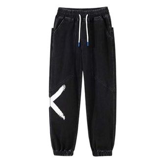 Generic Jean Homme Jeans Homme Jean Homme Regular Toutes Les Saisons Grande Taille Workwear Ample - Ceinture Coulissante, Coupe Large pour Hommes Forts, Print