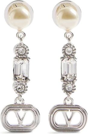 Valentino Garavani Ovalette Metal, Pearl And Swarovski Crystal Earrings