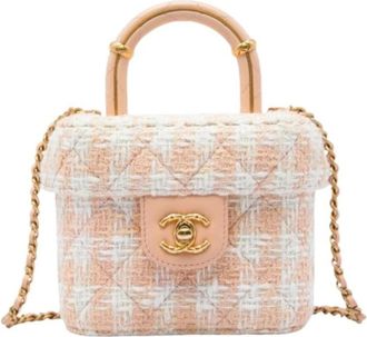Chanel Sac bandouli&egrave;re vintage en tweed doccasion - Femme - Pre-owned - Beige - Taille: ONE Size
