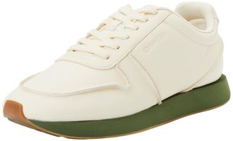 Calvin Klein Damen Retro Runner Lace Up LTH Pinch Yw0Yw02025 Low Top, White (Light Cashew/Medieval Forest/Gum), 40 EU
