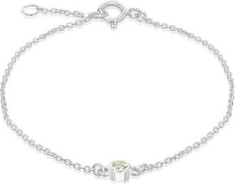 Amazon Essentials Bracelet réglable en argent sterling avec pierre de naissance daoût en zircon cubique vert clair, 16 à 18 cm