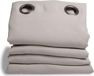 MOONDREAM Rideau S&eacute;paration de Pi&egrave;ces 4-en-1, Phonique, Thermique, Occultant, Technologie Brevet&eacute;e, Fabriqu&eacute; en UE, Effet Coton, Oeillets, Gris-Galet, 140 x 250