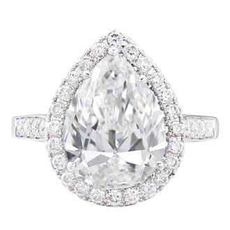 Verde 5ct IGI Certified Lab Grown Pear Cut Diamond Halo Ring