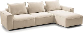 Studio Copenhagen home24 Ecksofa mit Longchair Beige Webstoff Saia 290 x 82 x 170cm Longchair davorstehend rechts Modern