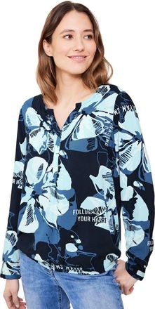 Cecil Damen B343790 Blusenshirt Floral, Deep Blue, XS EU