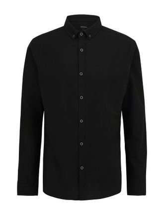 Iriedaily Herren Bio-Baumwoll Hemd - Samuel LS Shirt - Einfarbiges Button-Down Langarmshirt in Uni Black, M