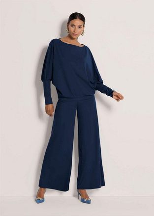Madeleine Langarmshirt Lockeres Longsleeve mit Fledermaus&auml;rmeln Elegantes Shirt mit U-Boot-Ausschnitt mit Elasthan-Anteil