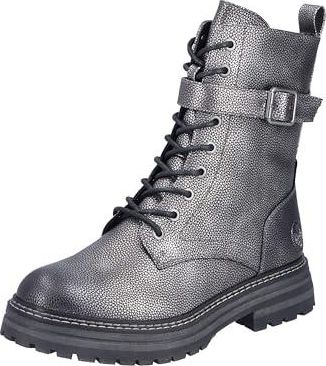 Rieker Femme 93024 Bottes de Motard, Argent Platine, 42 EU