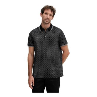 Michael Kors Greenwich Signature Logo Print Baumwoll-Polohemd - - Tops - Herren - Schwarzk - 2XL