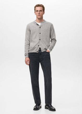 Mango Cardigan mit Kn&ouml;pfen aus 100% extrafeiner Wolle mittelgrau meliert - Herren - M - MANGO MAN