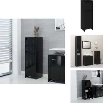 vidaXL Vidaxl - Armoire de salle de bain Noir 30x30x95 cm Bois ding&eacute;nierie - Meuble De Salle De Bain - Armoire De Salle De Bain - Rangement Salle De Bain
