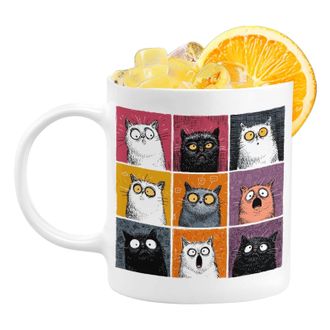 Generico Katzentasse | Schreibtischdekoration aus Keramik mit Tieren, niedliche lustige K&auml;tzchen-Tasse f&uuml;r Kaffee, f&uuml;r Tee, Getr&auml;nke, Freunde, Kinder, M&auml;nner, 