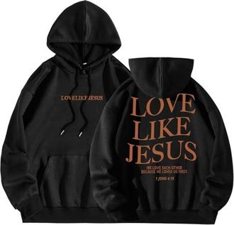 Generic Sweat à capuche pour femme avec inscription « Love Like Jesus » - Coupe ample - Tendance - Avec capuche - Pour adolescentes - Hauts chrétiens esthétiq
