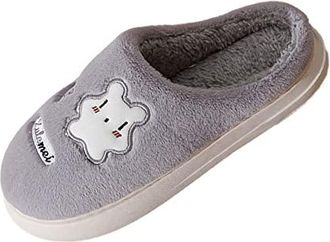 Generic Pantoufles moelleuses pour homme et femme - En peluche légère - Chaudes - Confortables - Doublées - Fermées - Chaudes et légères, gris, 42 EU