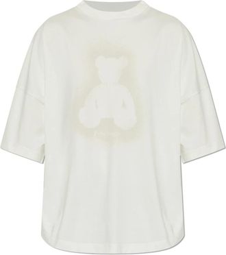 Palm Angels Homme, Tops, Blanc, Taille: XL T-shirt avec logo imprim&eacute;