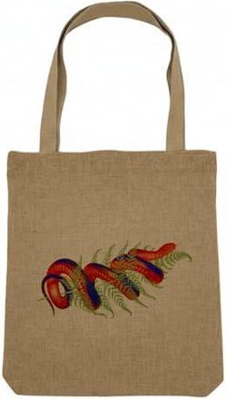 Fabulous Sac Shopping Tote Bag Aspect Lin - Foug&egrave;re et Serpent Botanique Collage Nature Fleurs Vintage Illustration - Sac de Courses Toile Epaisse 360g Beige N